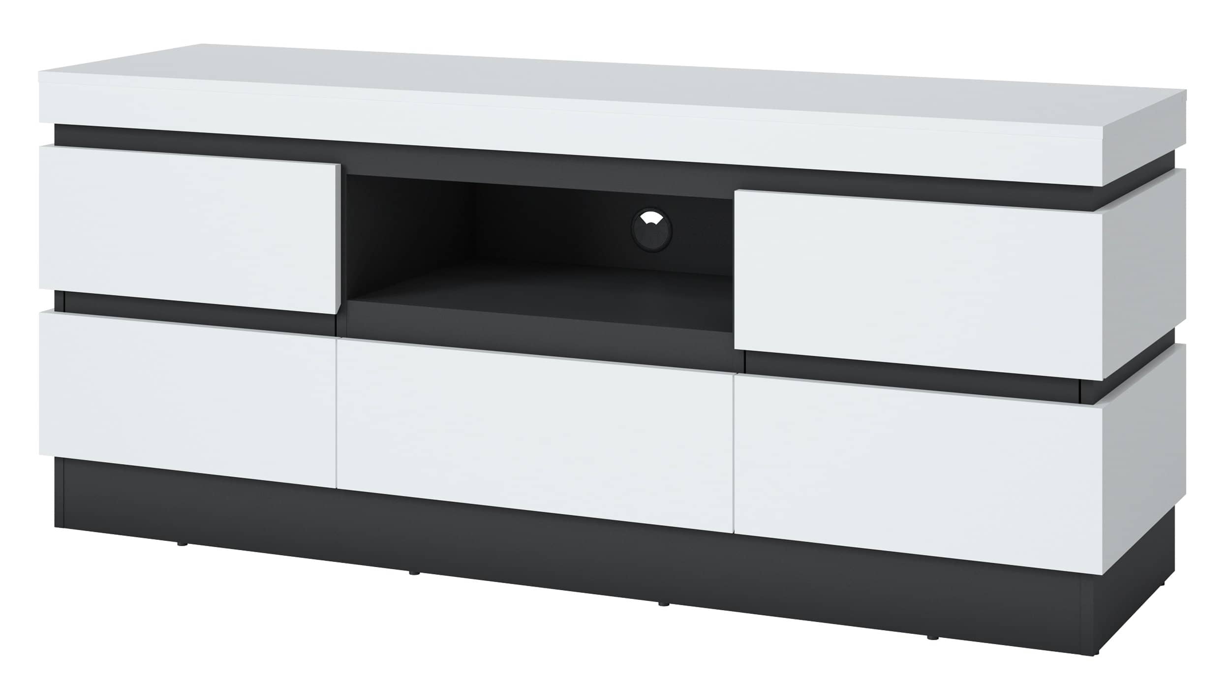 TV - Lowboard alpinweiß - anthrazit 161 cm - CAMPANIA - Bettmeisters TV - Lowboard alpinweiß - anthrazit 161 cm - CAMPANIA - Bettmeisters